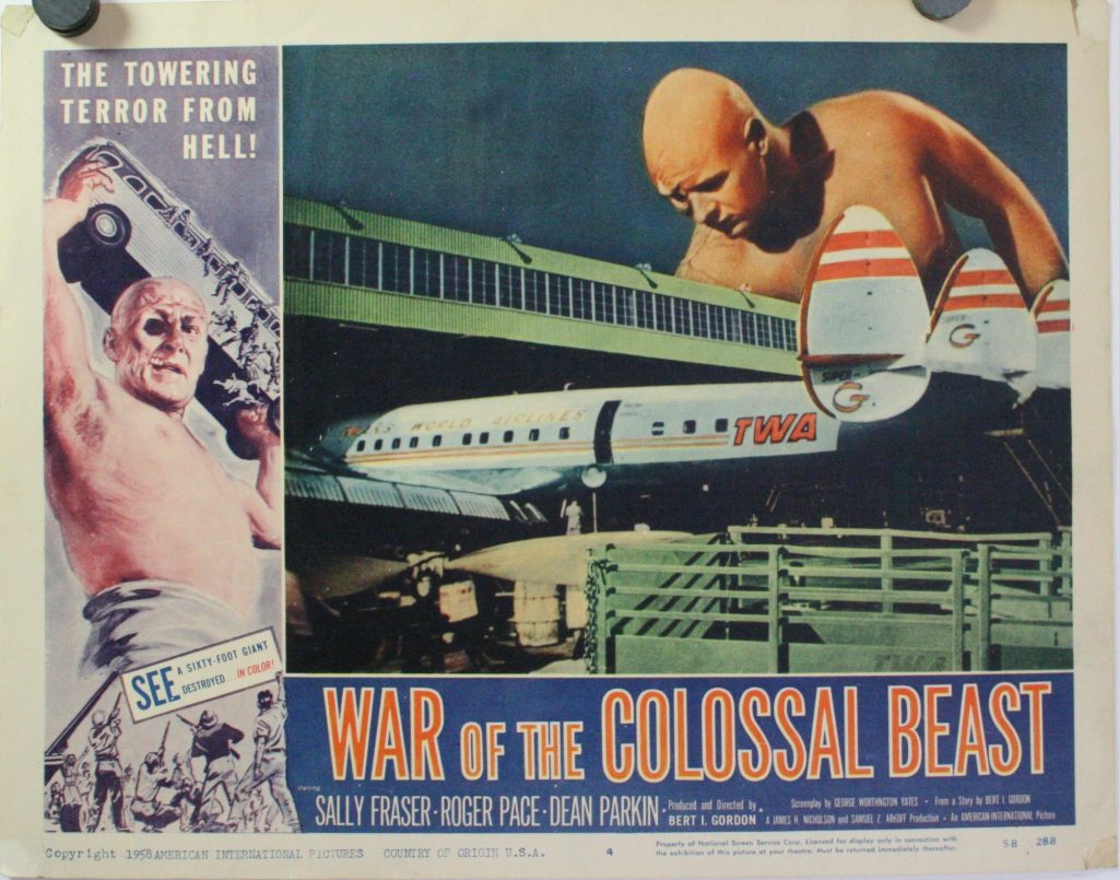 WAR OF THE COLOSSAL BEAST, Original Flight TWA Movie Theater Lobby Card ...
