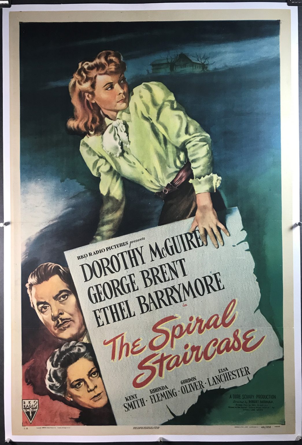 THE SPIRAL STAIRCASE Original 1 Sheet 1946 Mystery Thriller Crime Noir Movie Poster - Original ...