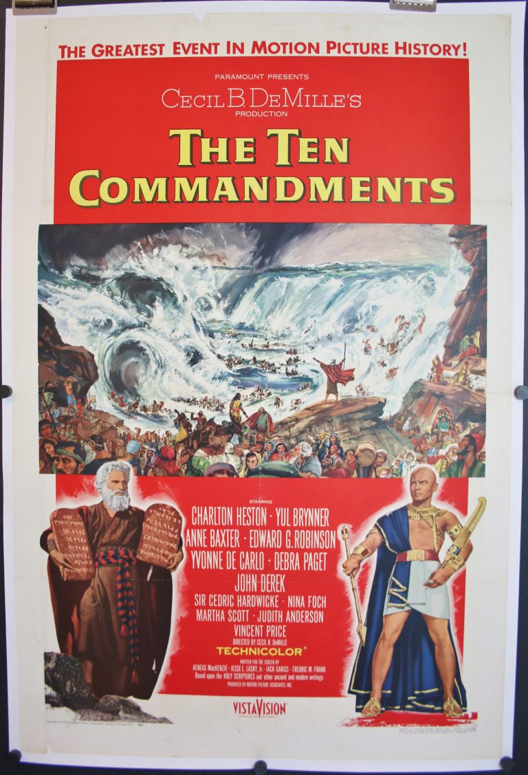 THE TEN COMMANDMENTS, Original Style A 1 sheet Movie Theater Poster For ...