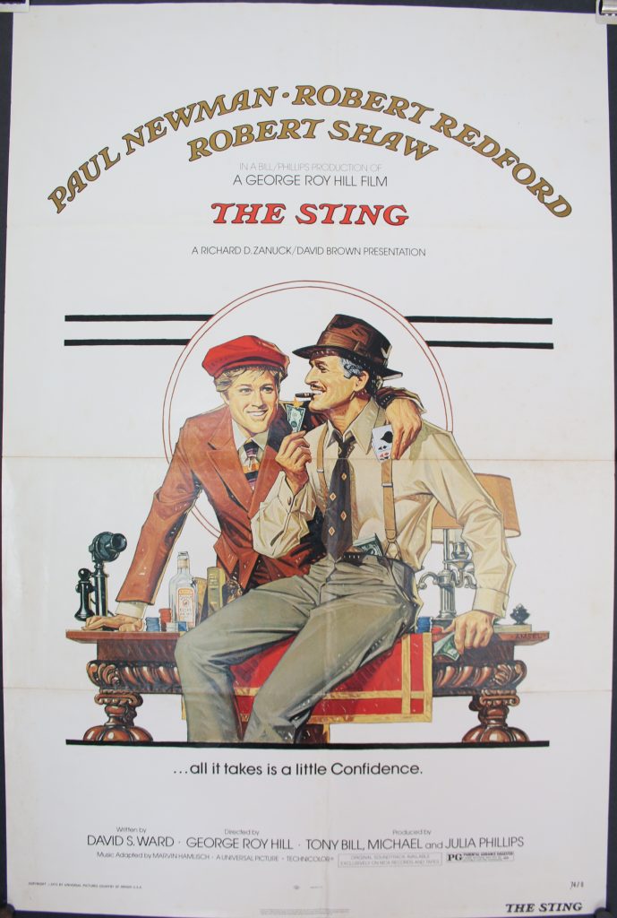 THE STING, Original Vintage Paul Newman and Robert Redford Movie Poster ...