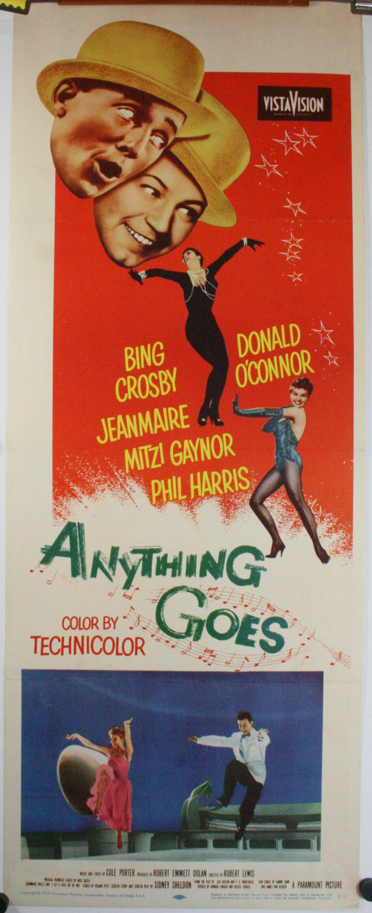 ANYTHING GOES, Original Vintage Insert Bing Crosby Movie Poster ...