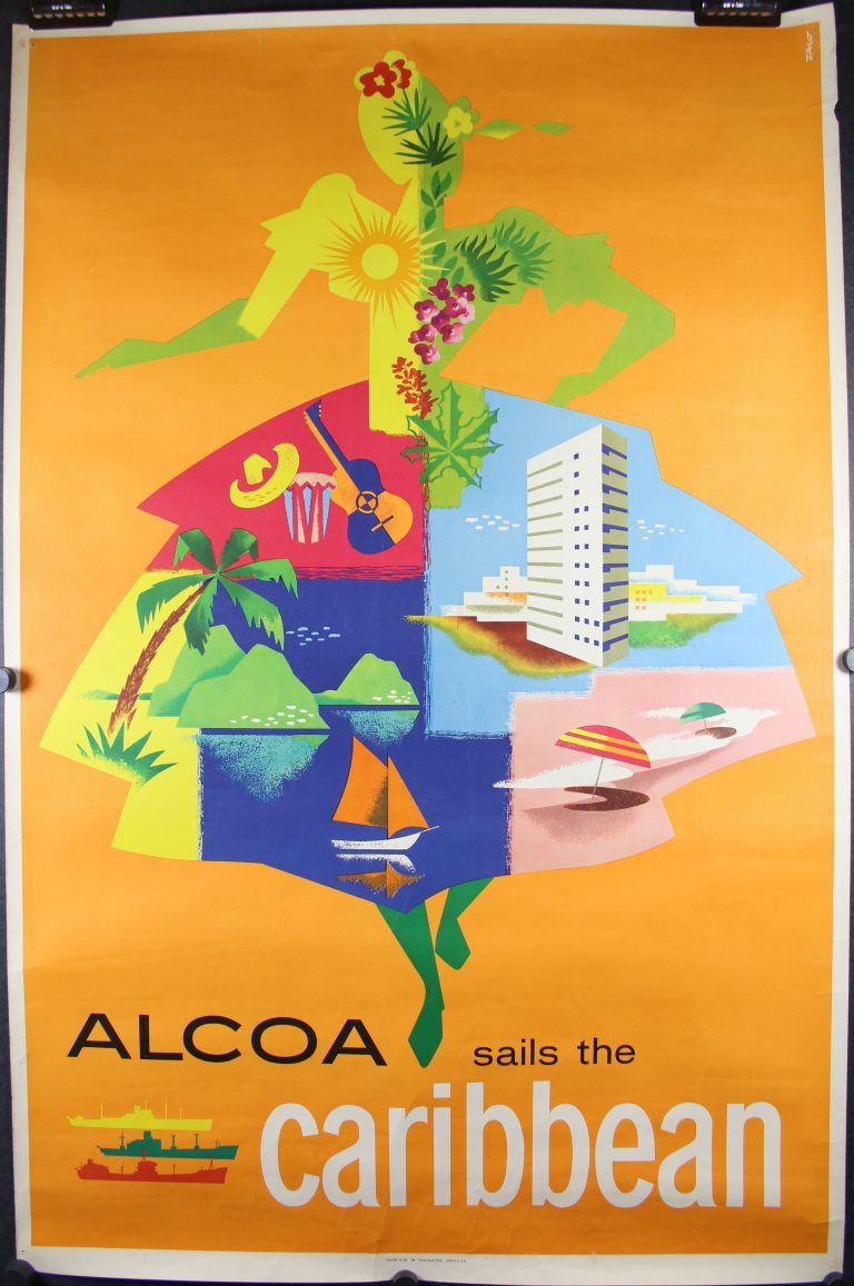 ALCOA SAILS THE CARIBBEAN, Original Vintage Travel Poster - Original ...