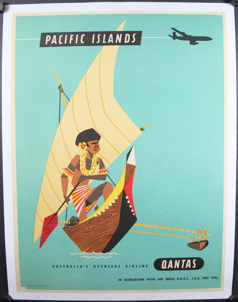 QANTAS PACIFIC ISLANDS, Original Vintage Australian Travel Poster ...