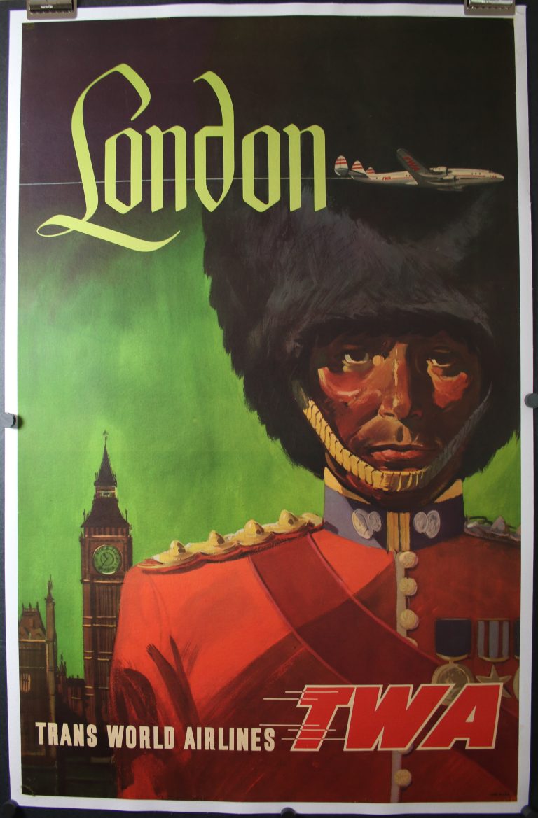 TWA LONDON, Original Vintage David Klein Airline Travel Poster ...