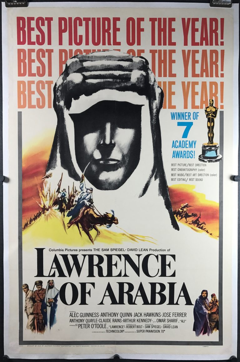LAWRENCE OF ARABIA, Original Linen Backed Vintage Movie Theater Poster ...