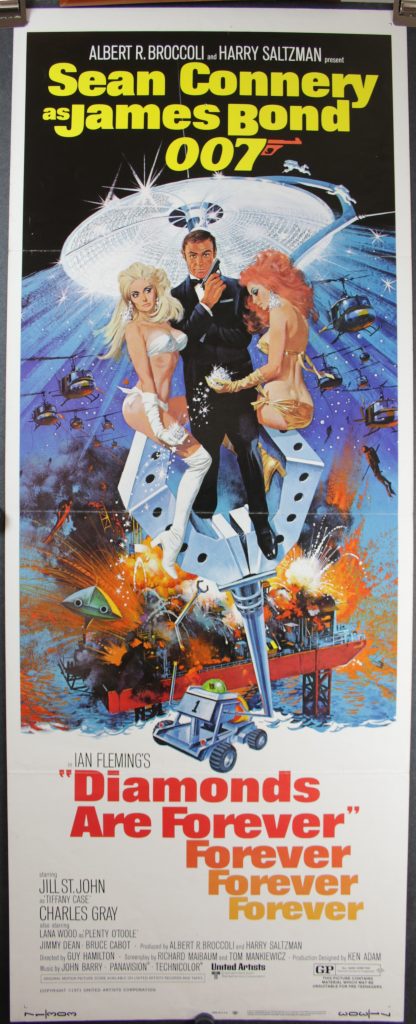 DIAMONDS ARE FOREVER, Original 007 James Bond Insert Movie Poster ...