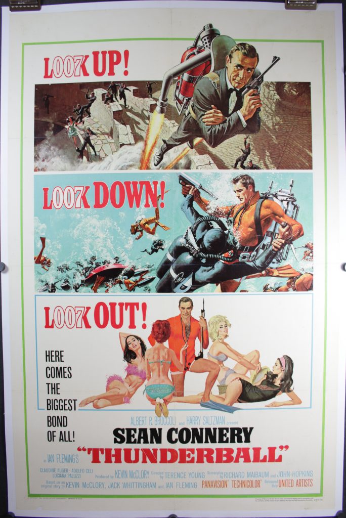 THUNDERBALL, Original Linen Backed James Bond 007 Movie Poster - Original Vintage Movie Posters