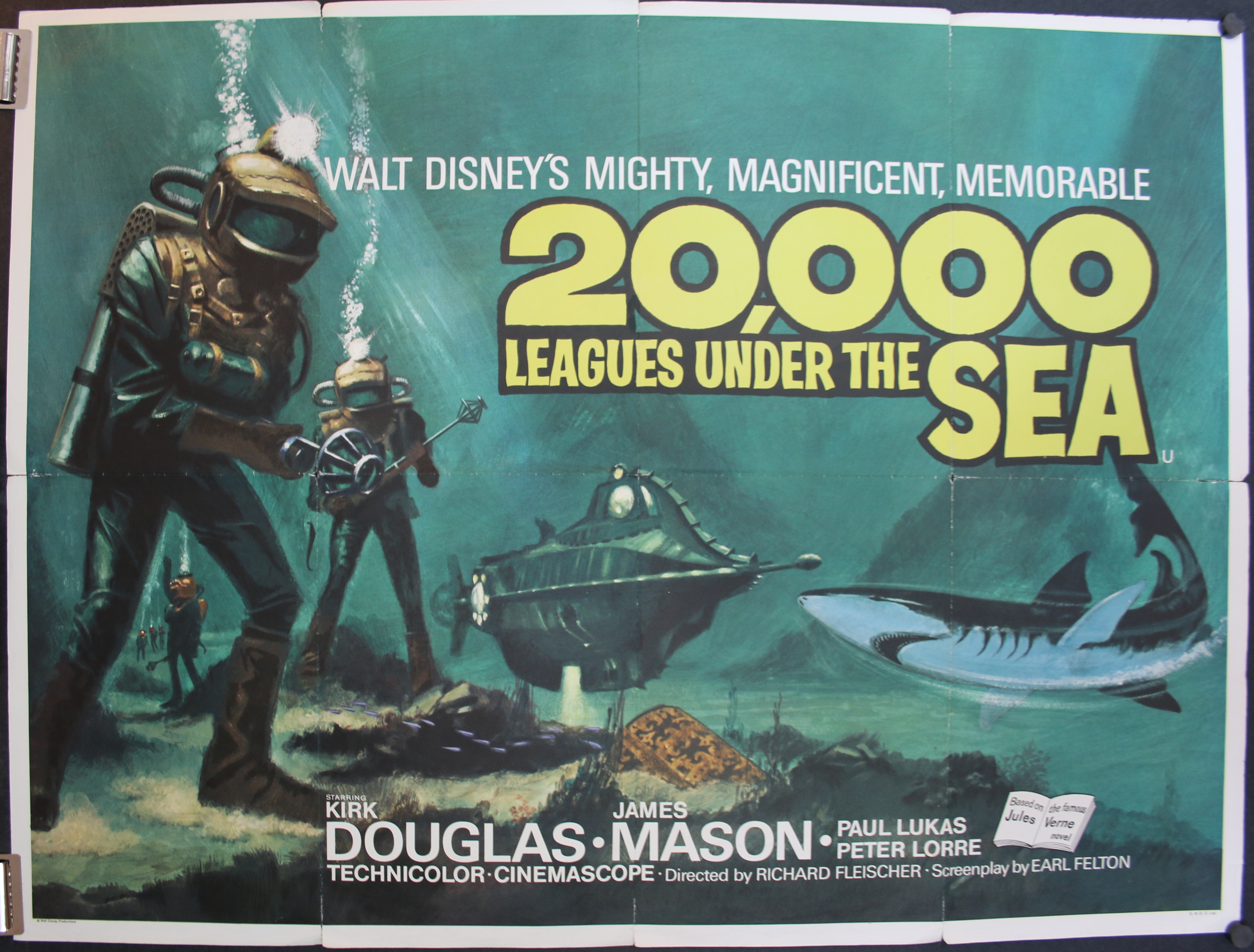 20 000 LEAGUES UNDER THE SEA Original British Quad Steampunk Movie