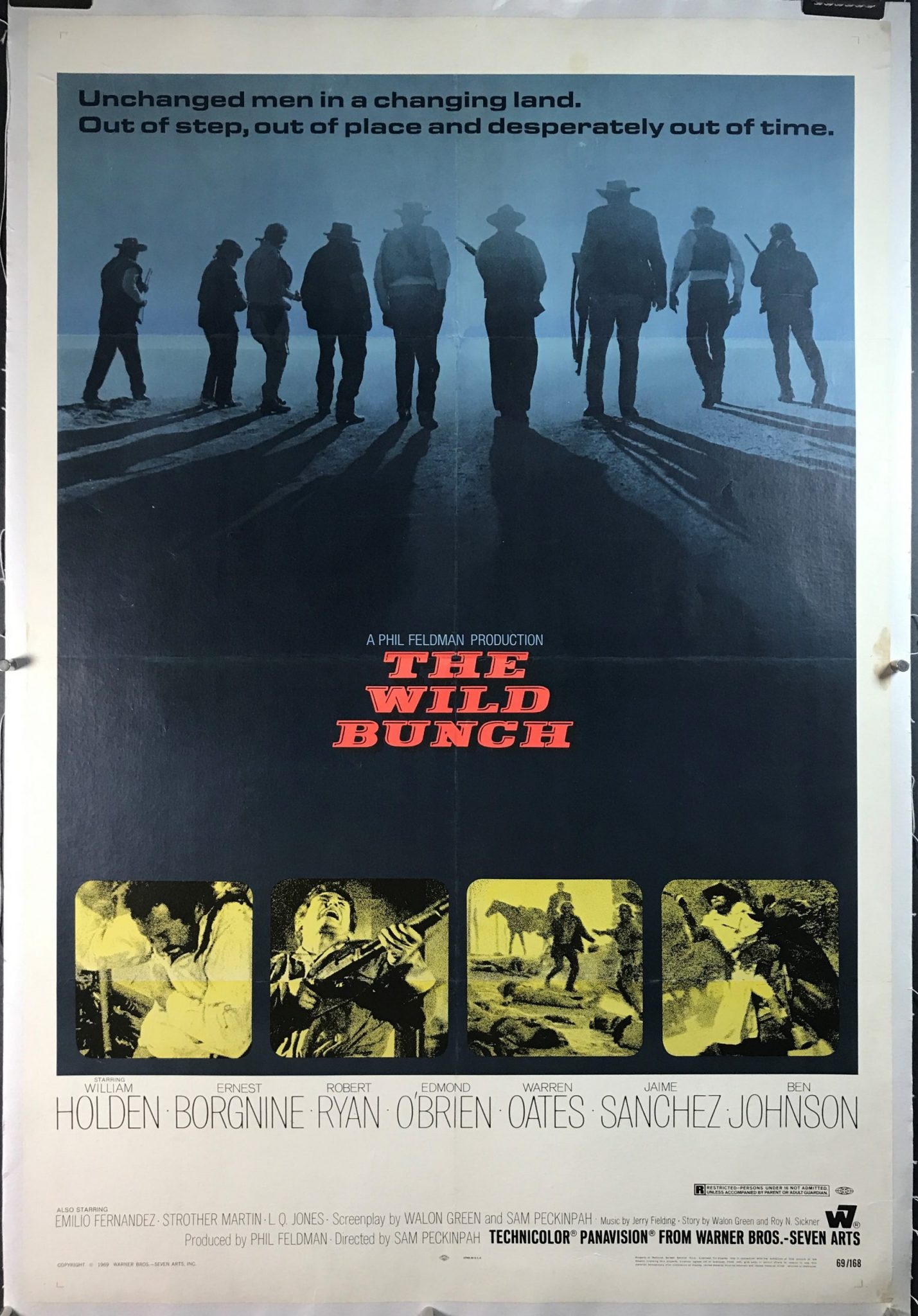 WILD BUNCH, Original Vintage Linen Backed Western Movie Poster ...