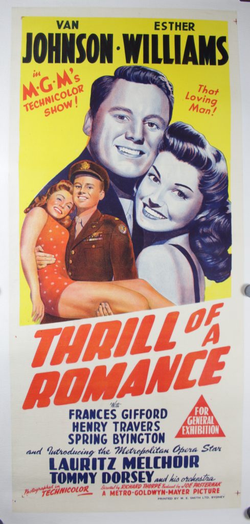 THRILL OF A ROMANCE, Original Vintage Linen Backed Australian Daybill ...