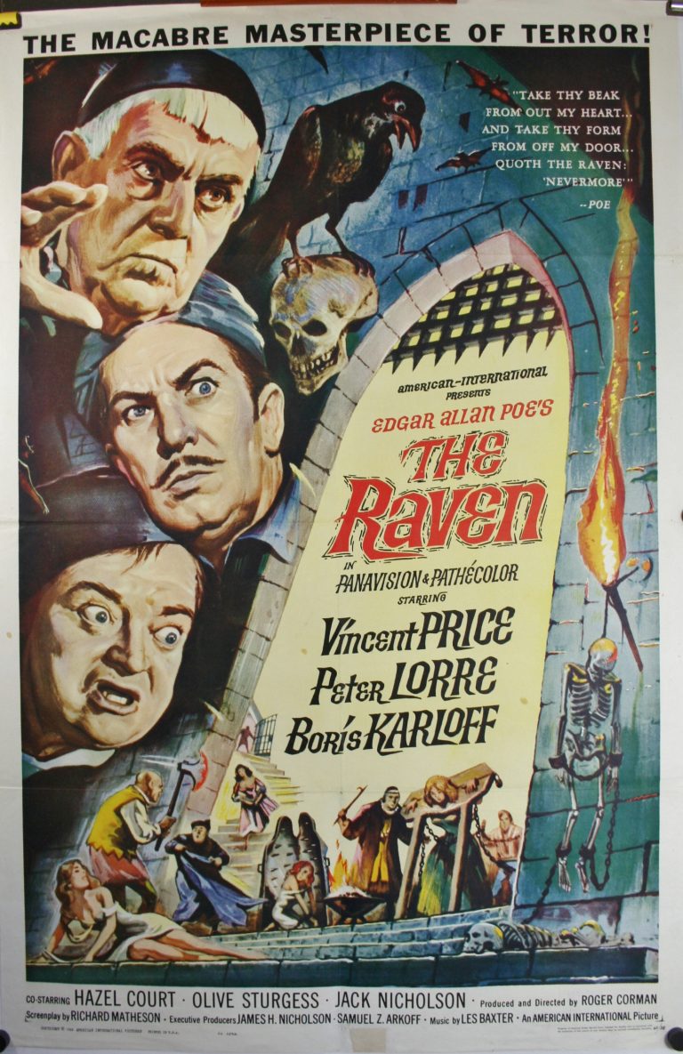 THE RAVEN, Original Edgar Allen Poe Horror Movie Poster starring ...