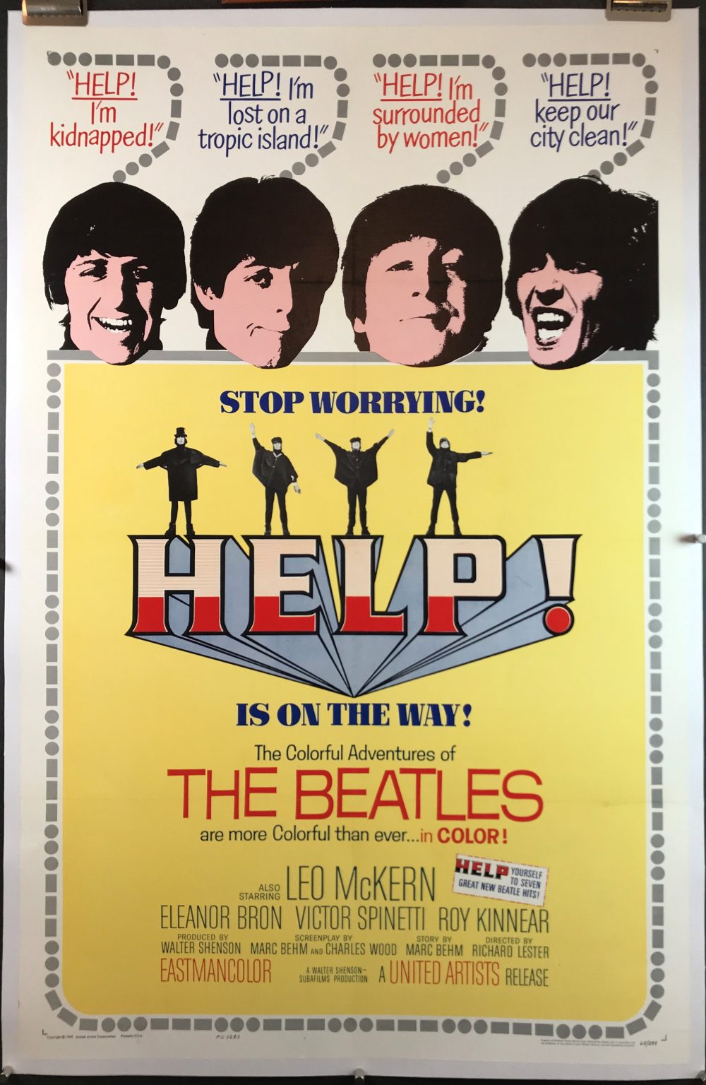 HELP! Original, Vintage Beatles Musical Movie Poster - Original Vintage ...