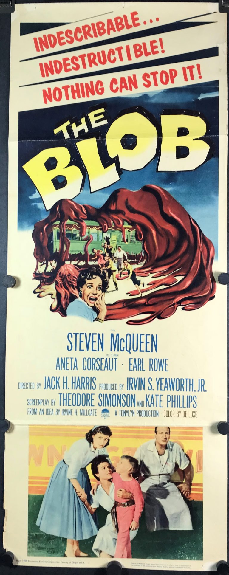 THE BLOB, Original Steve McQueen Vintage Movie Poster - Original ...