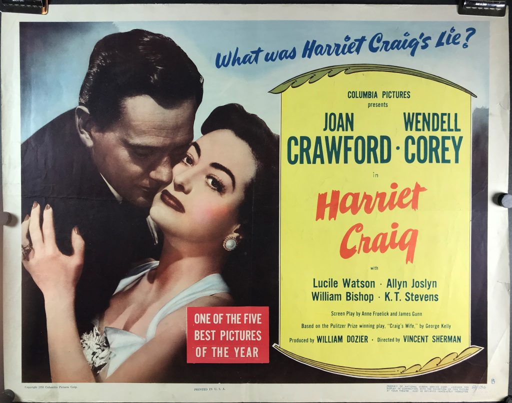 HARRIET CRAIG, Original Joan Crawford Vintage Half Sheet Movie Poster ...