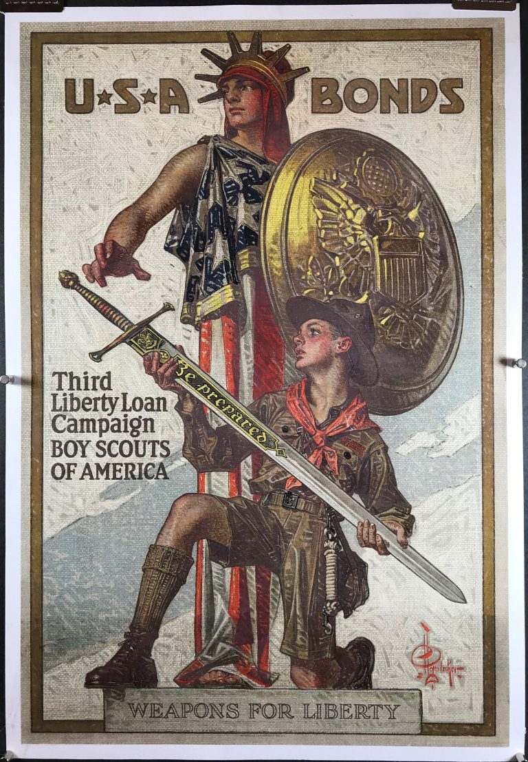 WEAPONS FOR LIBERTY, Original WW1 Leyendecker Boy Scouts Liberty Bonds ...