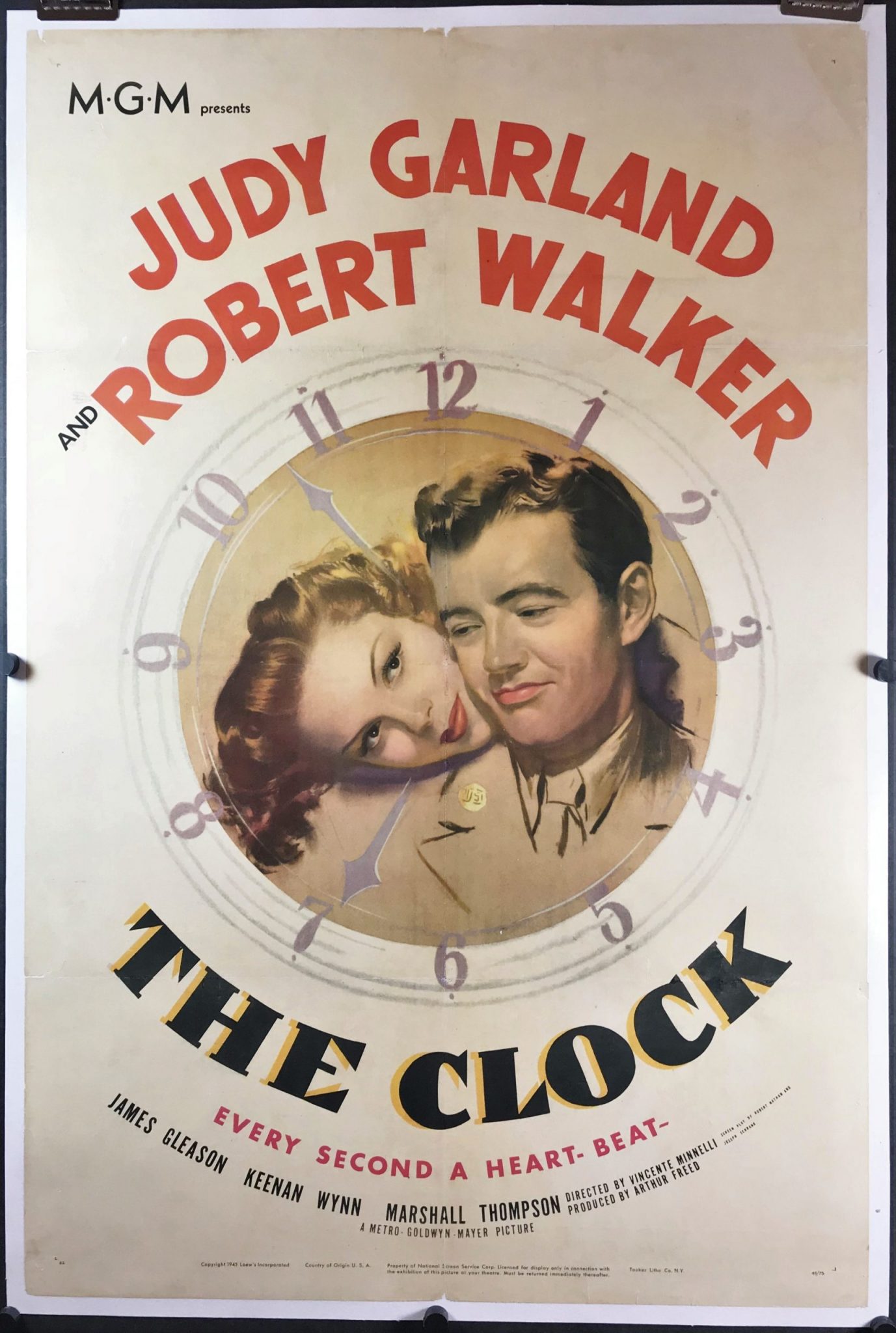 THE CLOCK, Original Judy Garland Vintage Movie Poster - Original ...