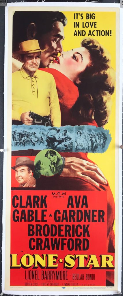 LONE STAR, Original Vintage Clark Gable Linen Backed Movie Poster ...