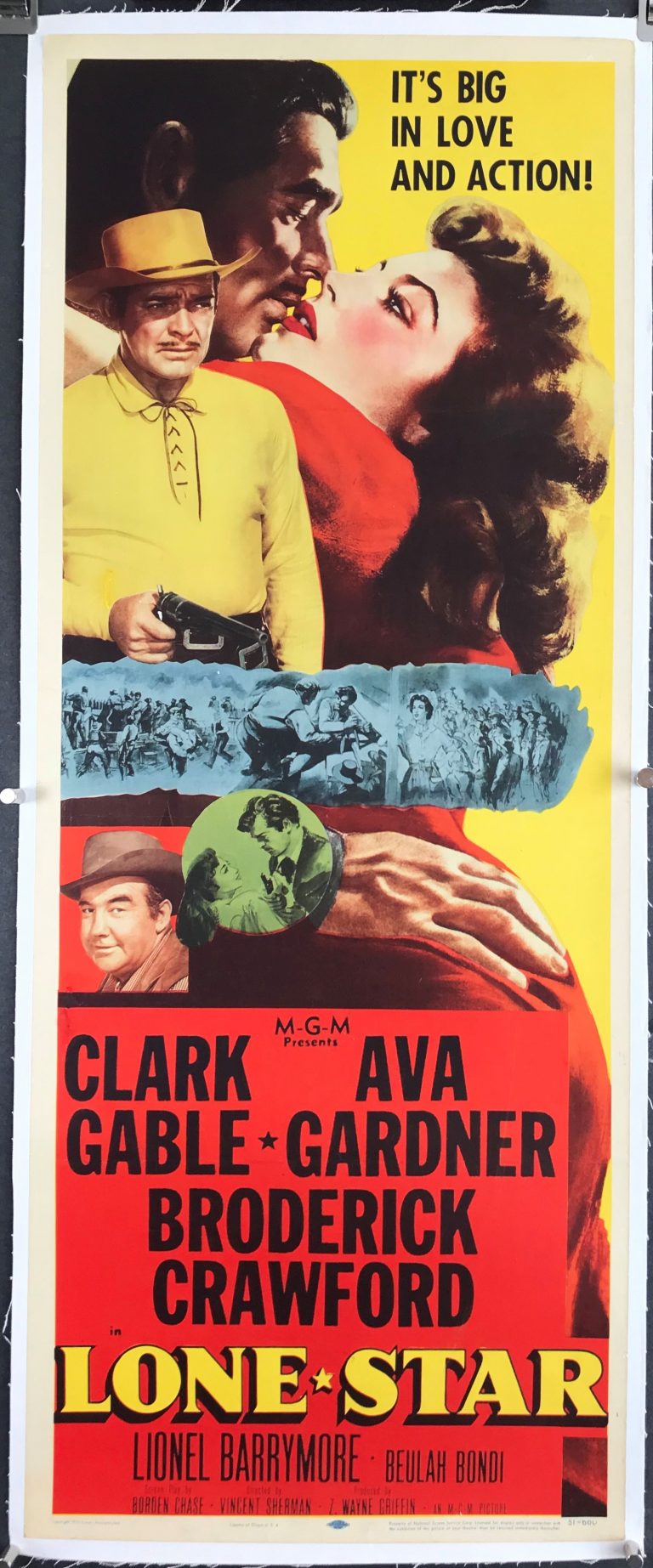 LONE STAR, Original Vintage Clark Gable Linen Backed Movie Poster ...