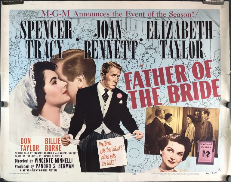 FATHER OF THE BRIDE, Original Spencer Tracy Wedding Movie Poster ...