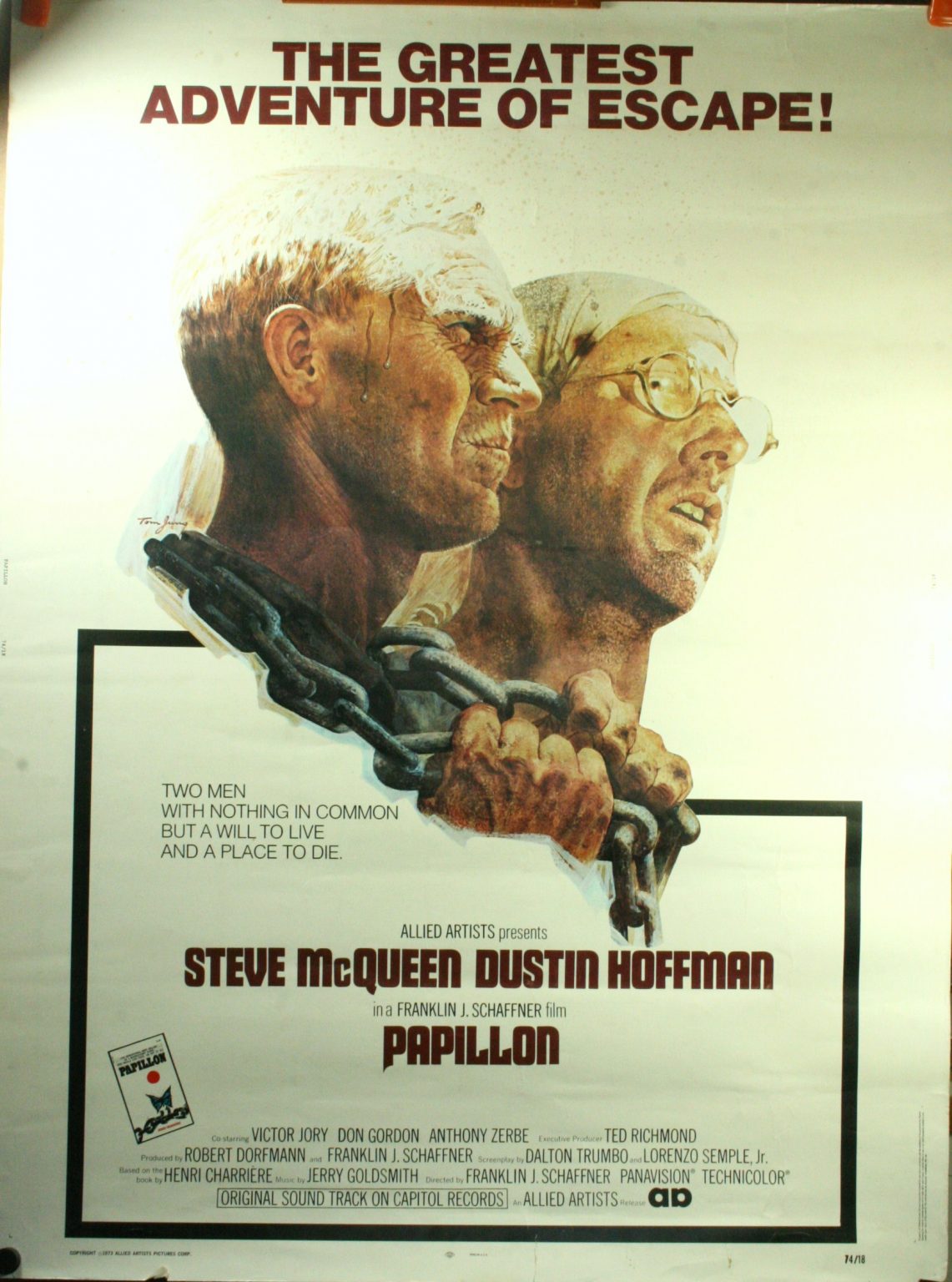 PAPILLON, Original Steve McQueen Dustin Hoffman Movie Poster - Original ...
