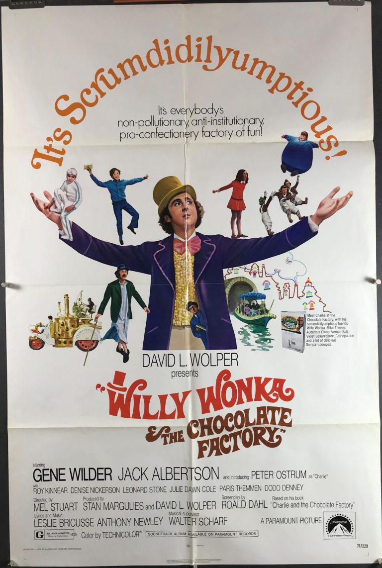 WILLY WONKA & THE CHOCOLATE FACTORY, Original, Vintage, Gene Wilder Film Poster - Original ...