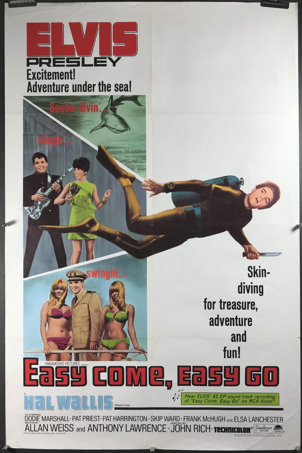 EASY COME EASY GO, Original Vintage Elvis Presley Movie Poster ...
