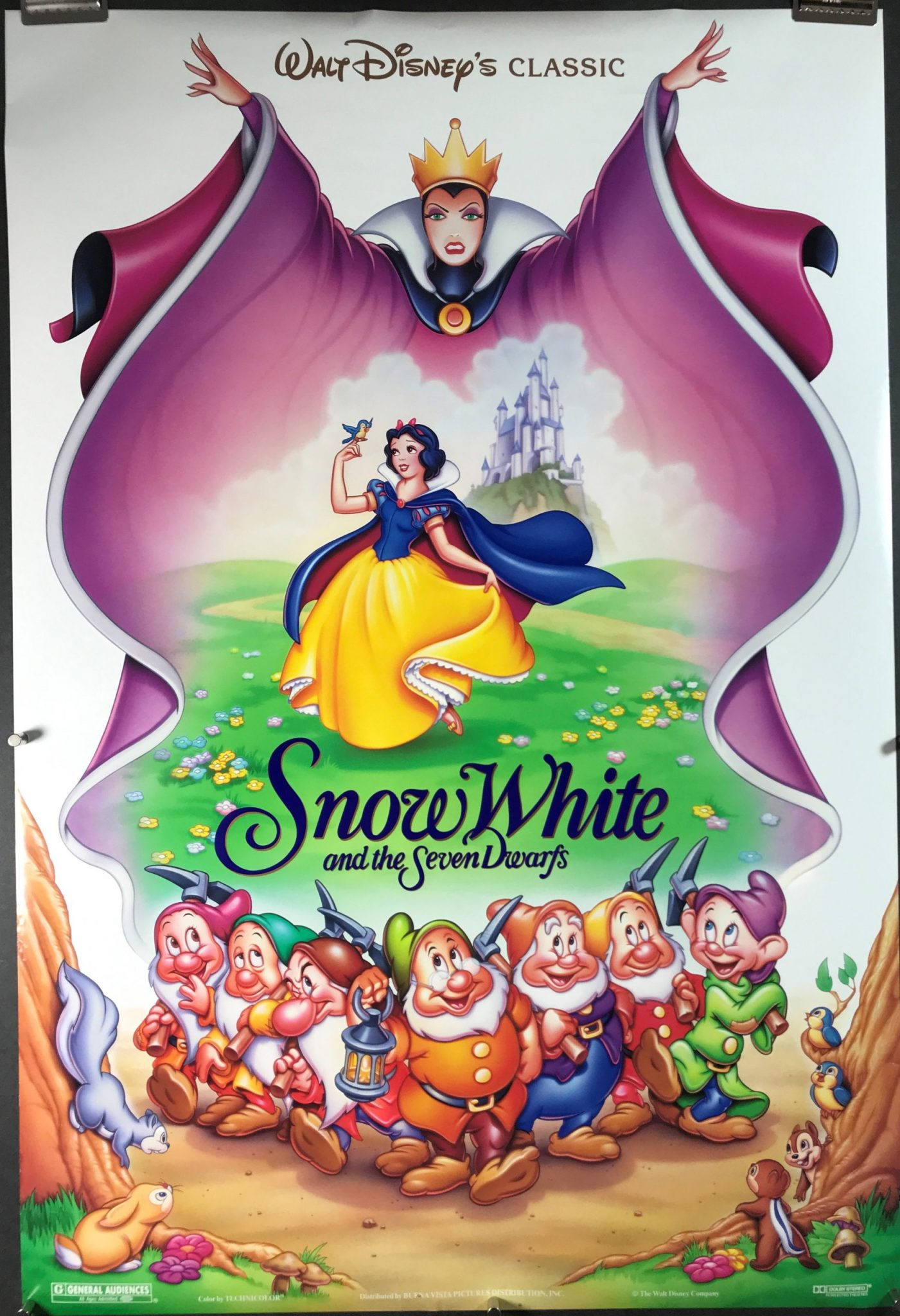SNOW WHITE AND THE SEVEN DWARFS, Original International 1993 Re-Release Walt Disney Movie Poster ...