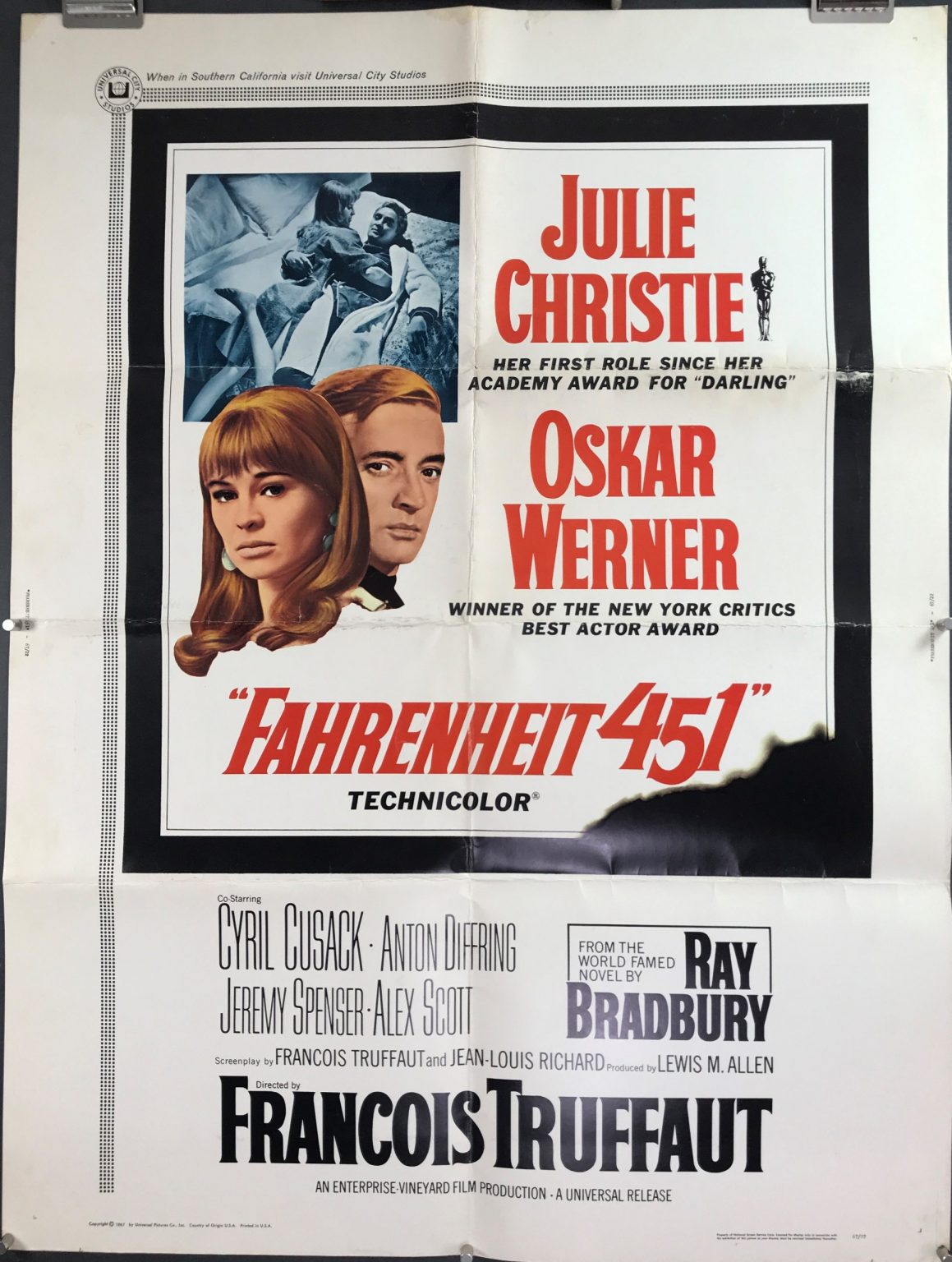 FAHRENHEIT 451. Original Francois Truffaut Vintage Movie Poster ...