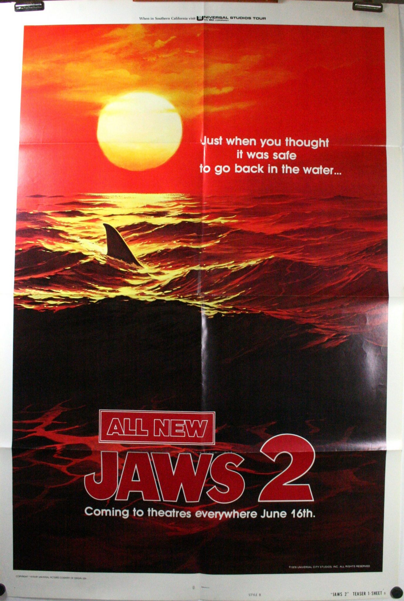 JAWS 2, Original Folded Advance Vintage Movie Poster - Original Vintage ...