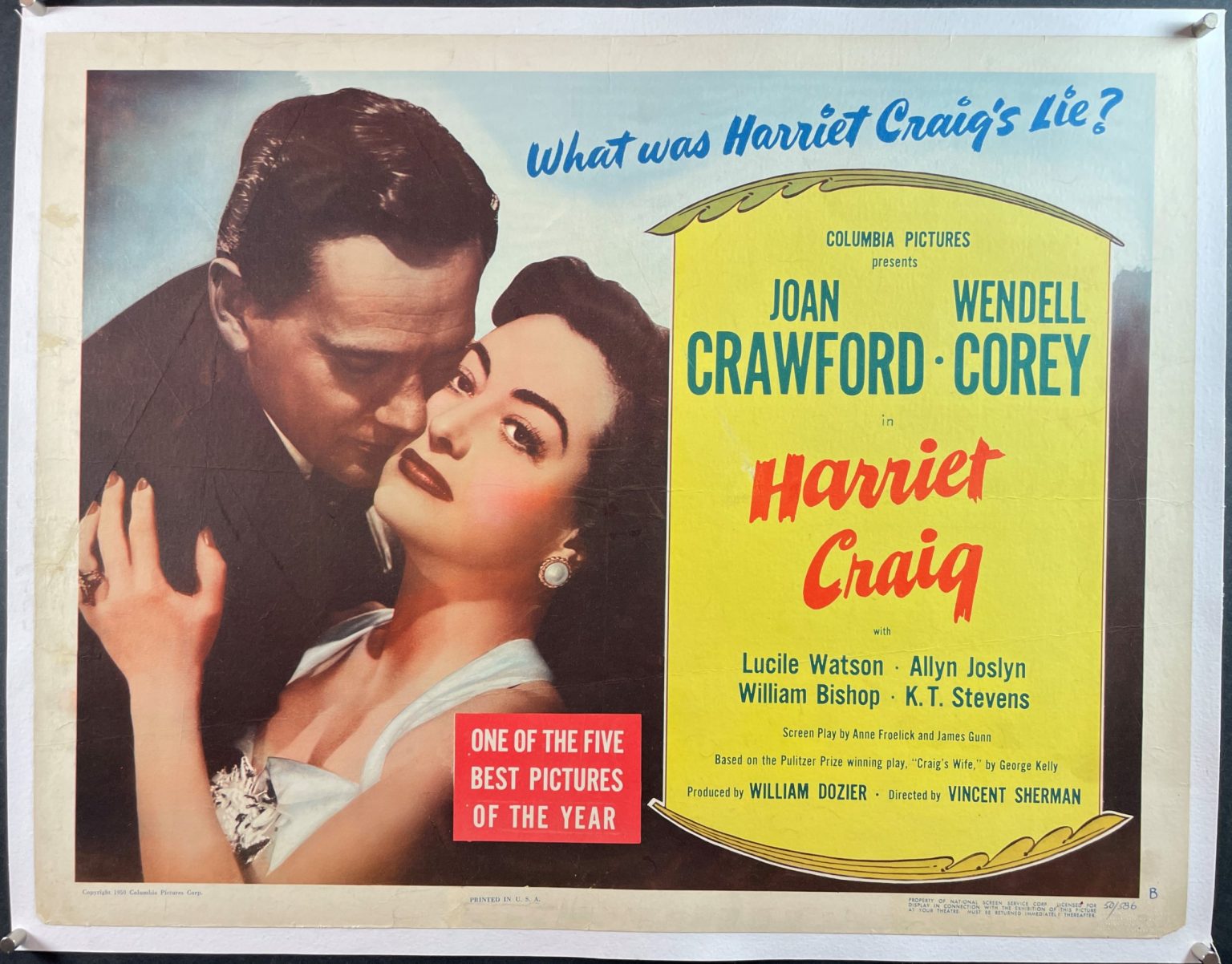 HARRIET CRAIG, Original Joan Crawford Vintage Half Sheet Movie Poster ...