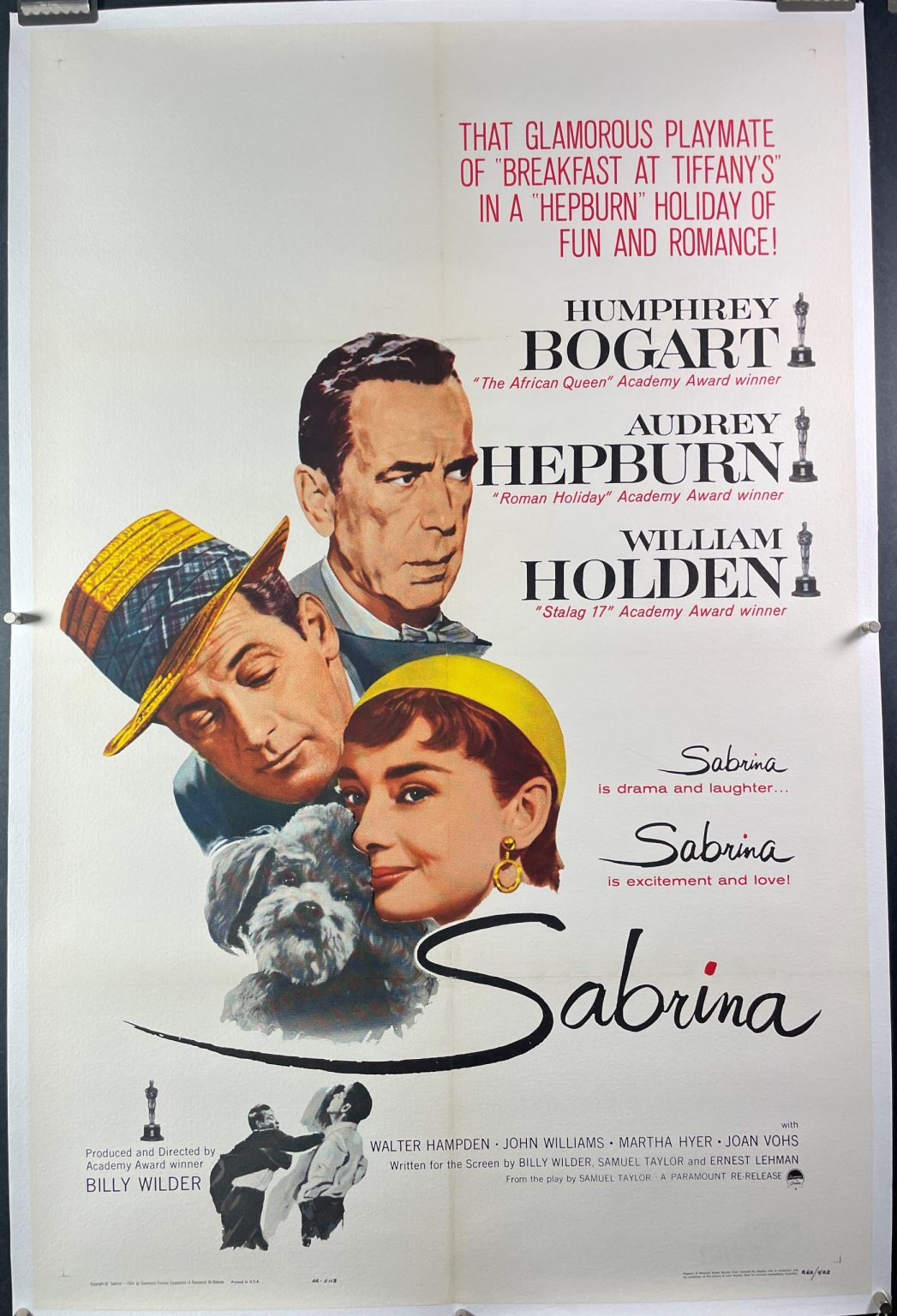 SABRINA, Original Linen Backed Movie Poster starring Audrey Hepburn and ...