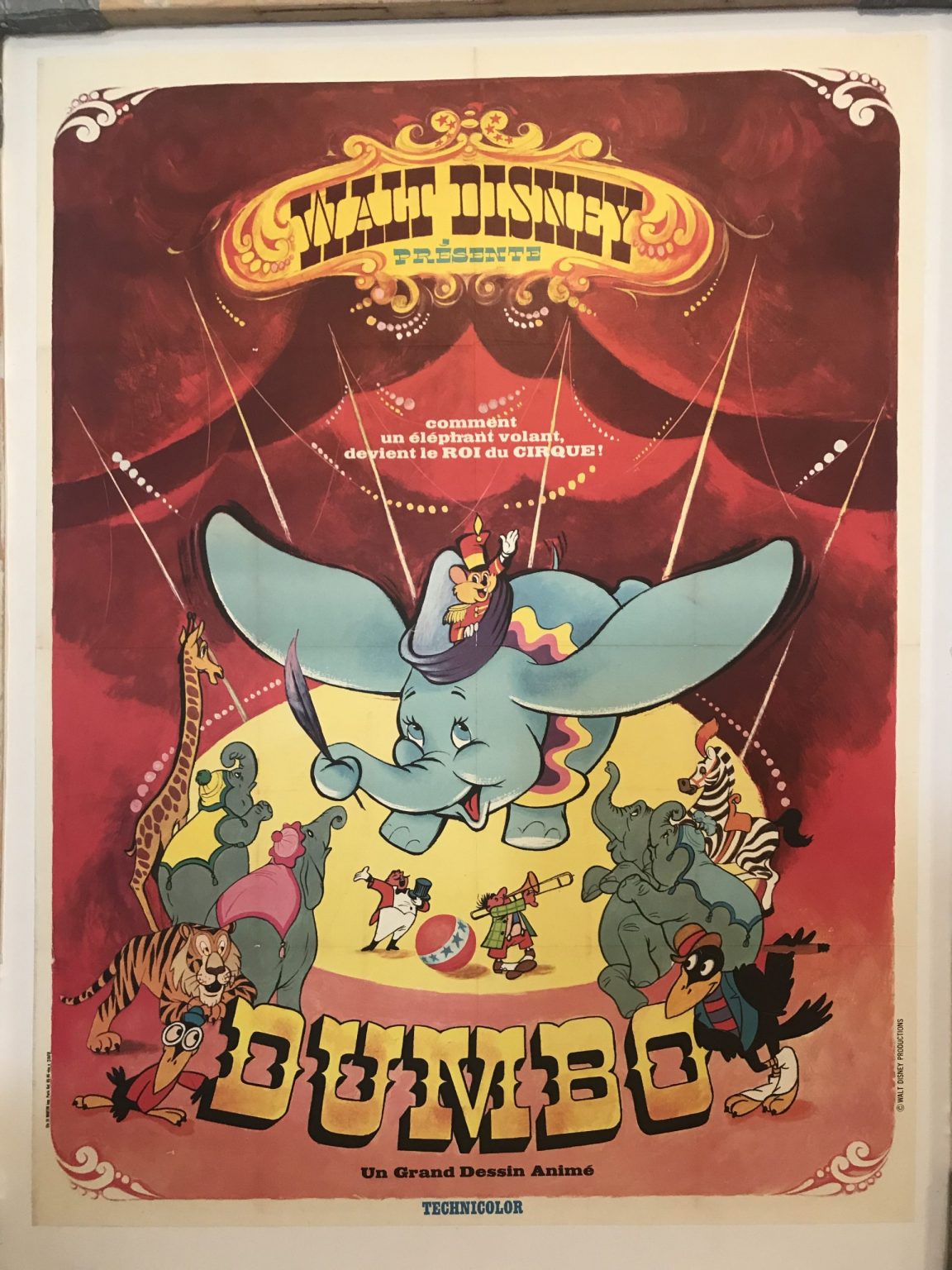 DUMBO, Original Vintage French Linen-Backed Walt Disney Movie Poster ...