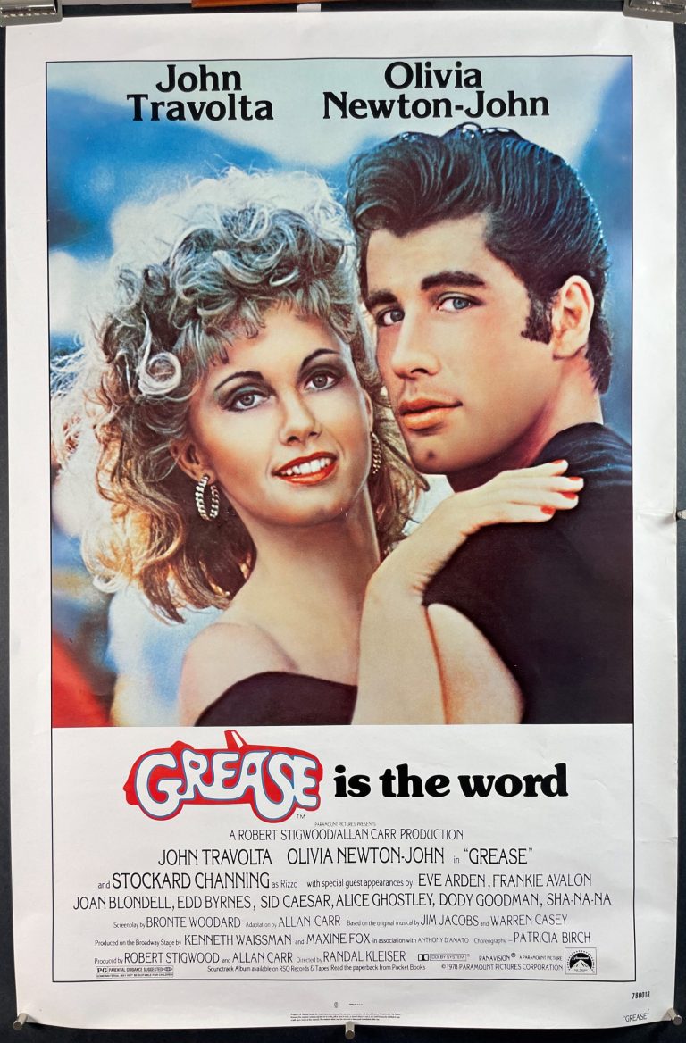 GREASE, Original Vintage John Travolta and Olivia Newton John Trifold ...