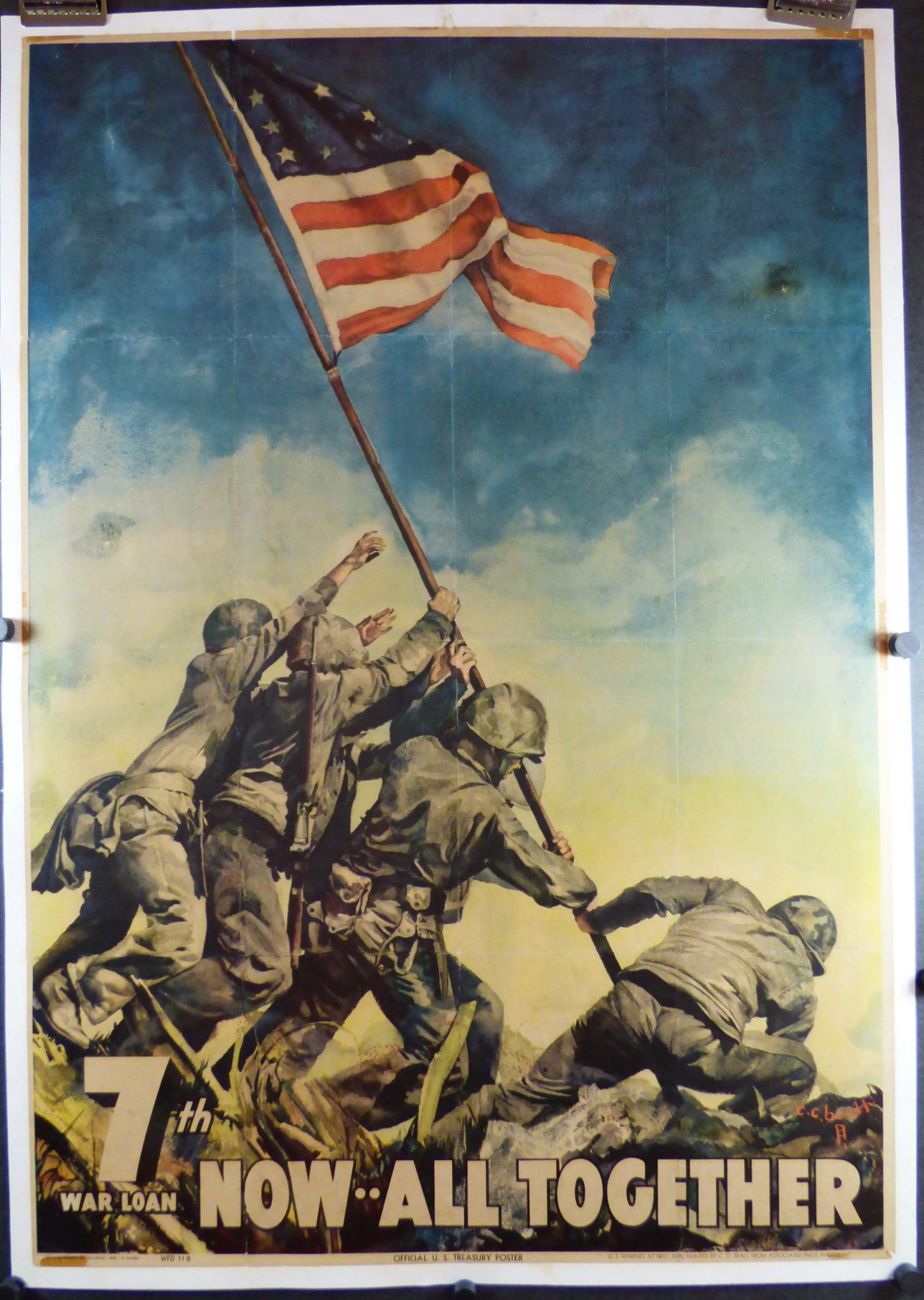 NOW ALL TOGETHER, Original Vintage WW2 USA 7th War Loan Poster ...