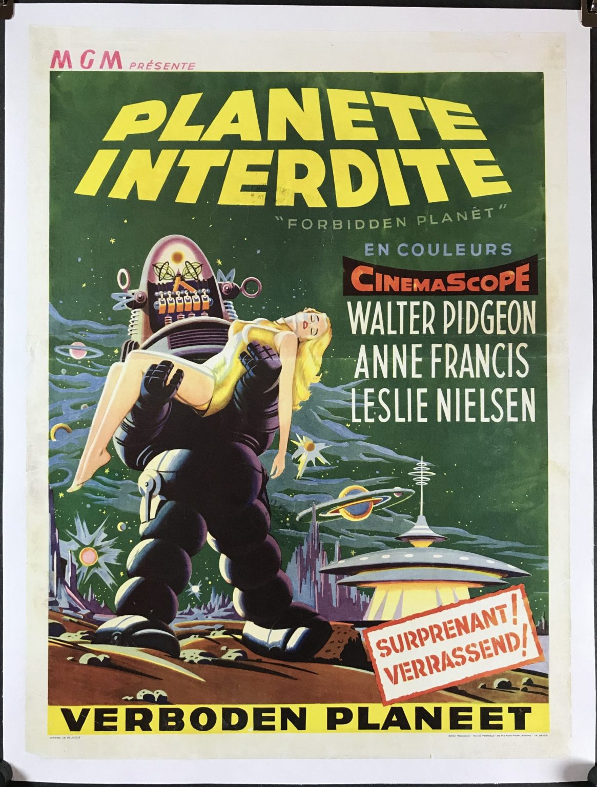 FORBIDDEN PLANET, Original Vintage Linen Backed Sci-Fi Belgian Movie ...
