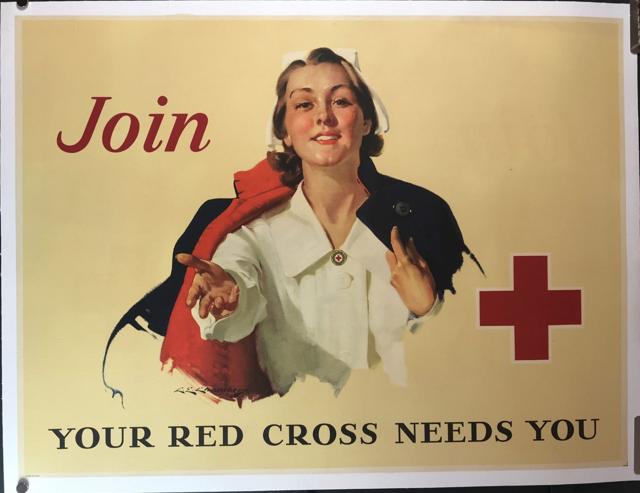 JOIN, YOUR RED CROSS NEEDS YOU, Original Vintage Red Cross Poster ...