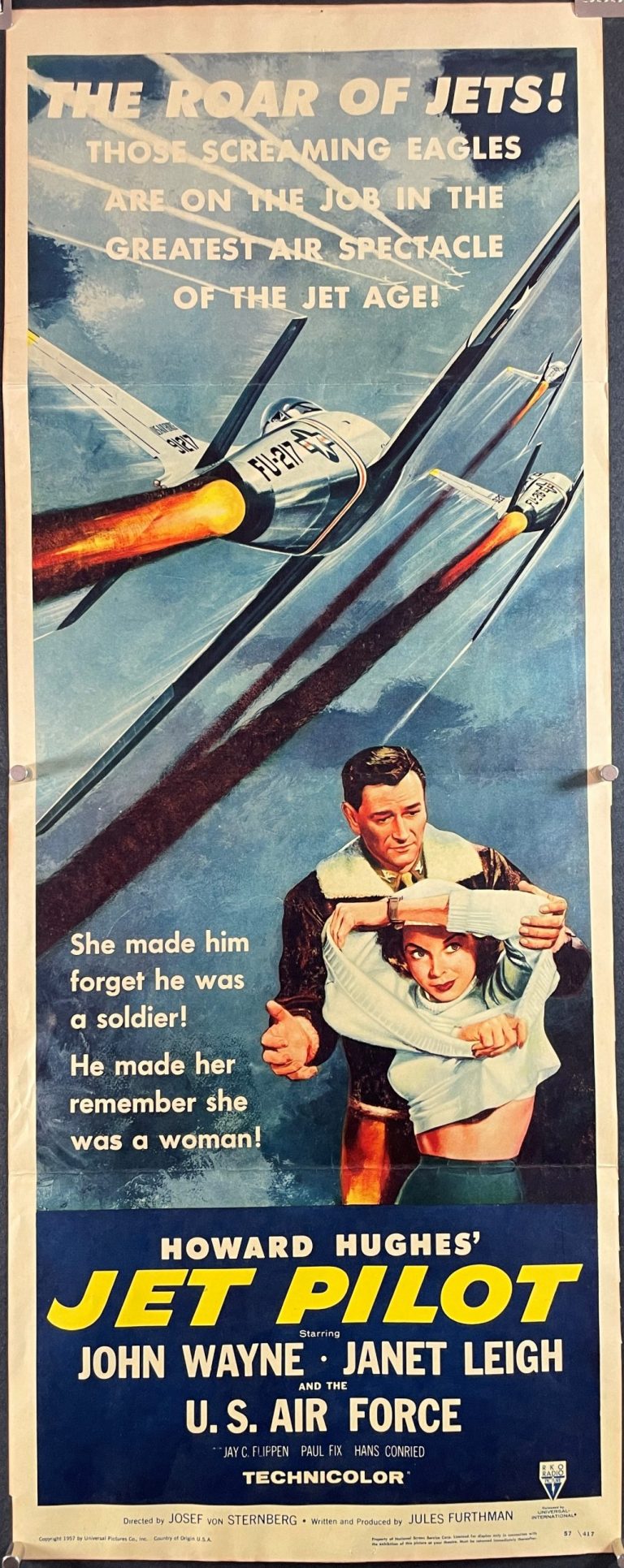 JET PILOT, Original Vintage Folded John Wayne Cold War Insert Movie ...