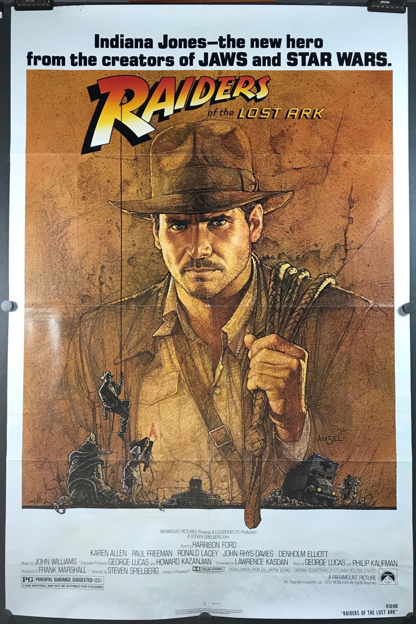 RAIDERS OF THE LOST ARK, Original Vintage Adventure Movie Poster ...