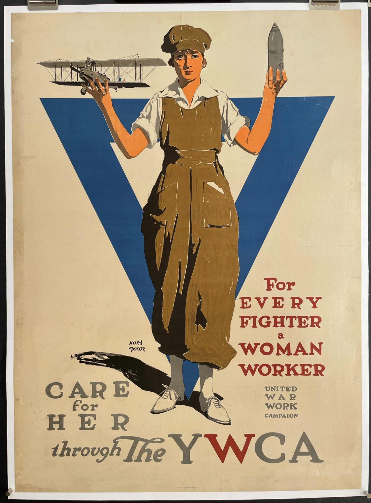 FOR EVERY FIGHTER A WOMAN WORKER, Original YWCA Linen Backed WW1 Poster ...