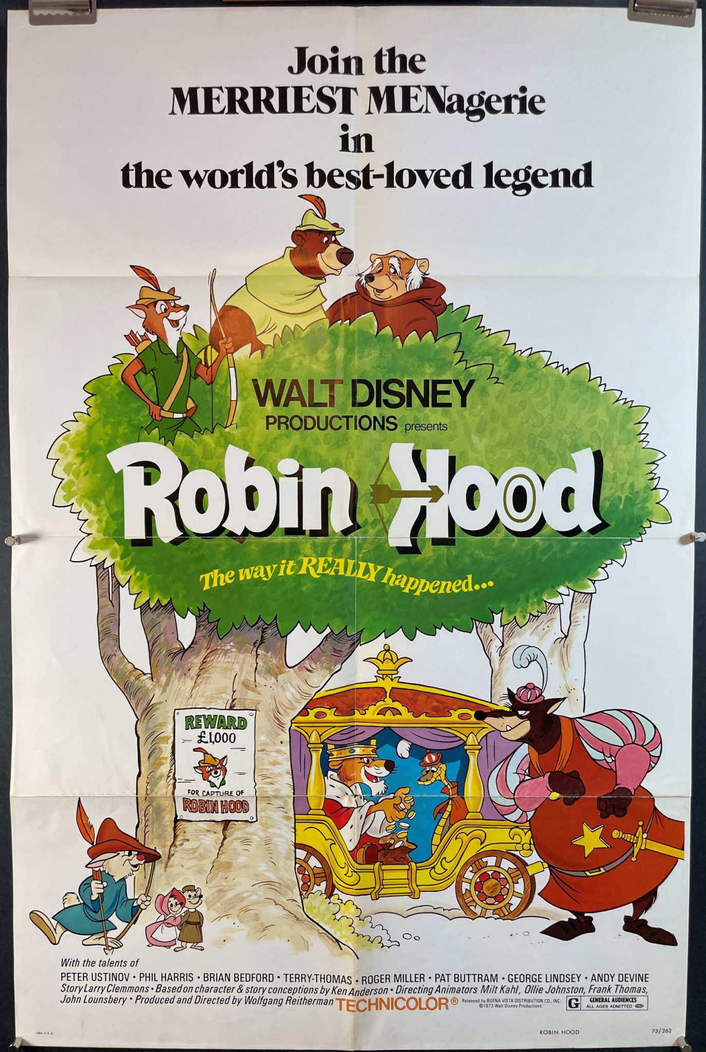 ROBIN HOOD, Original Vintage Rolled Walt Disney Movie Poster - Original ...