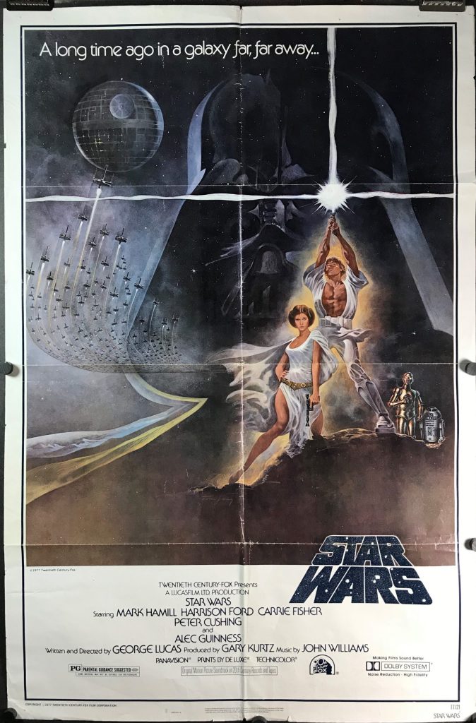 STAR WARS, Original Folded Style A Fourth Printing Vintage Movie Poster ...