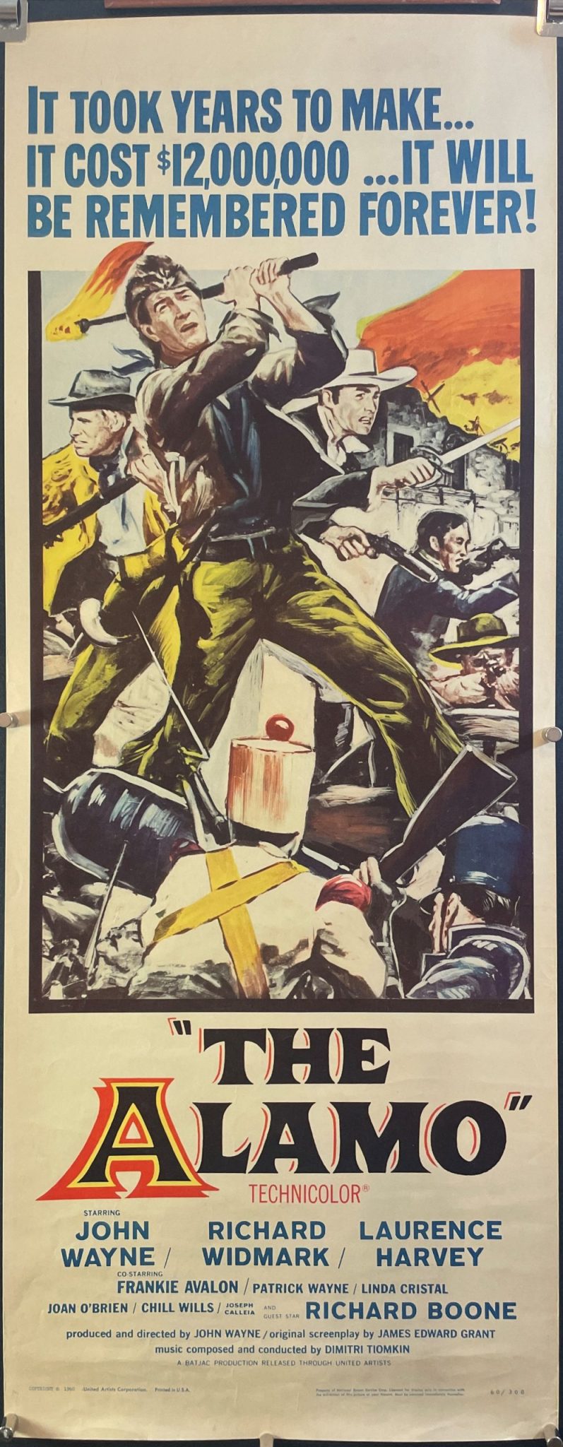 Alamo, Original Insert Movie Poster Starring John Wayne - Original ...
