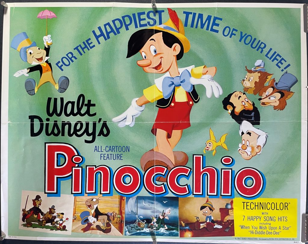 Pinocchio, Original Vintage Half Sheet Movie Poster - Original Vintage ...