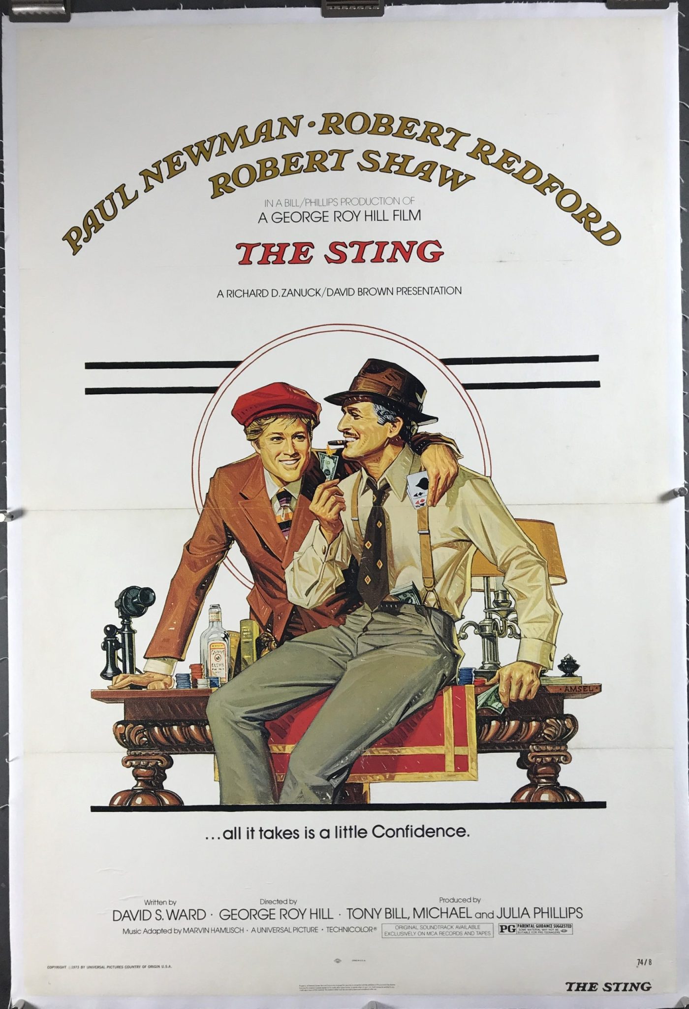 THE STING, ORIGINAL VINTAGE MOVIE POSTER STARRING PAUL NEWMAN AND ROBERT REDFORD - Original ...