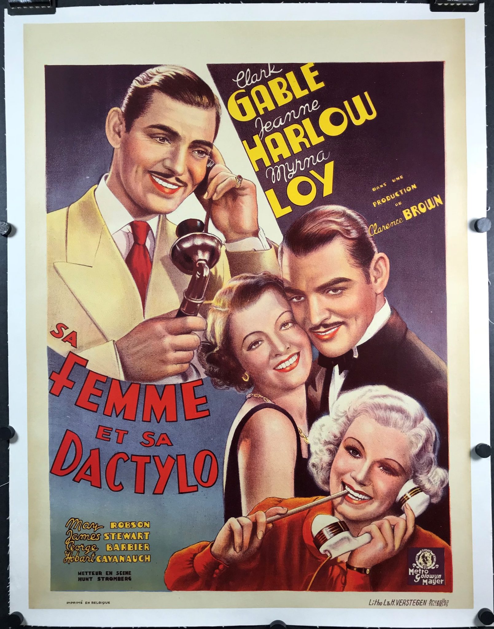 WIFE VERSUS SECRETARY, ORIGINAL PREWAR POSTER STARRING JEANNE HARLOW ...
