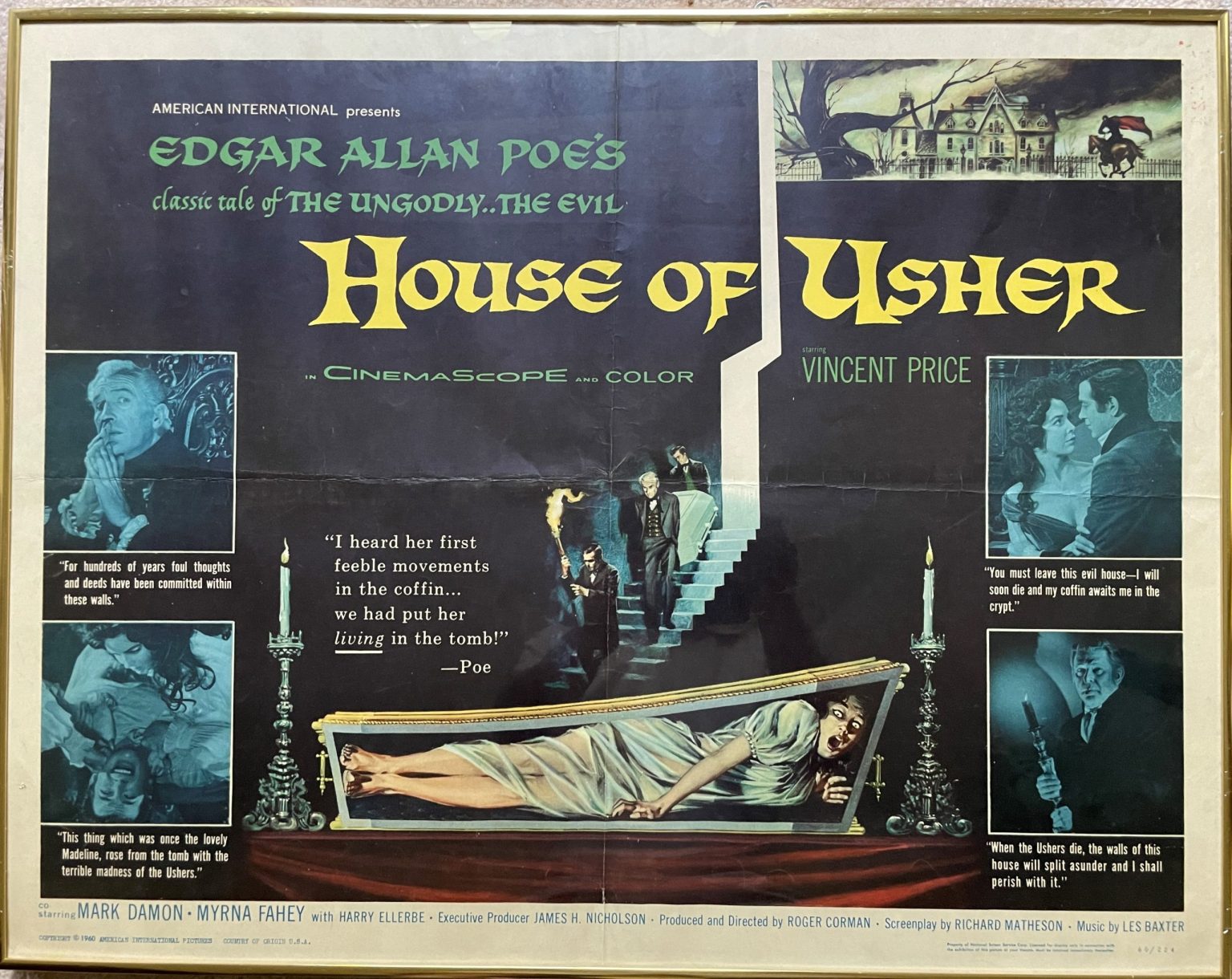 HOUSE OF USHER, Original Vintage Movie Poster - Original Vintage Movie ...