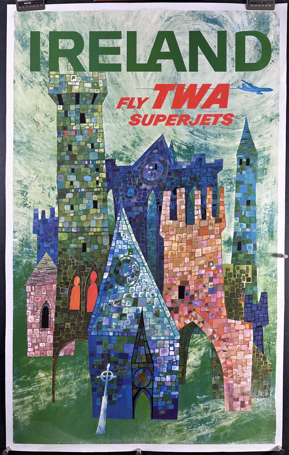 TWA IRELAND, Original Vintage Superjets travel Poster - Original ...