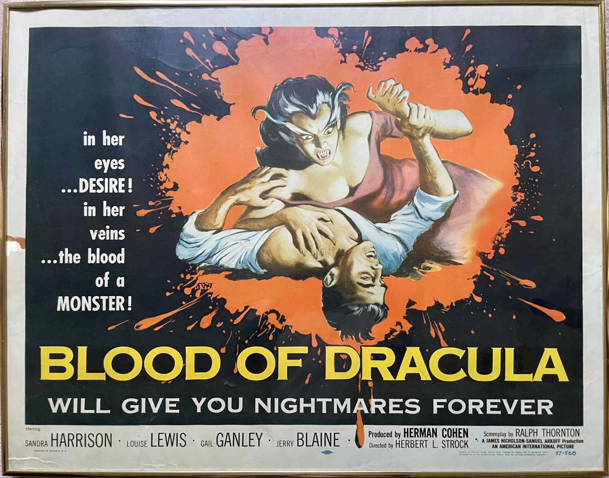 BLOOD OF DRACULA, Original Vintage Movie Poster - Original Vintage Movie Posters