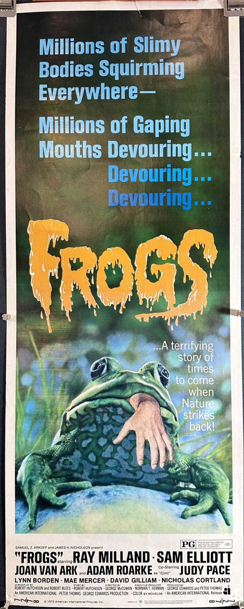 FROGS, Original Vintage Insert Movie Poster starring Ray Milland ...