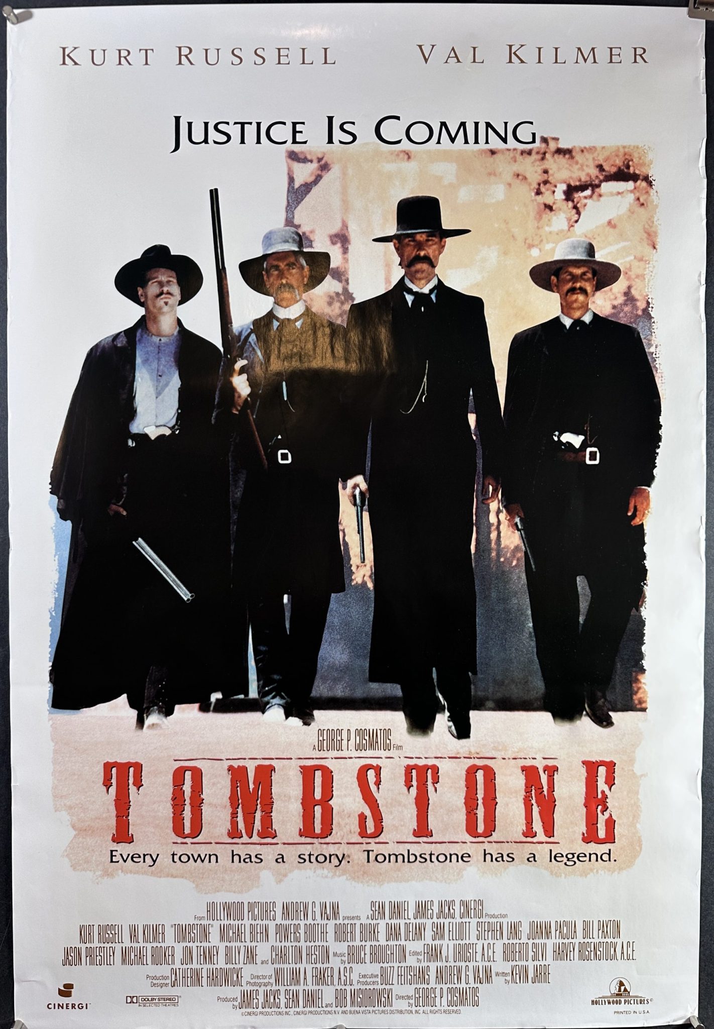 TOMBSTONE, Original Vintage Western Poster starring Kurt Russell and ...